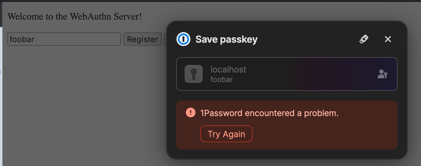 Unable To Get 1password To Save Passkeys For Axum Example · Issue 351 · Kanidm Webauthn Rs · Github