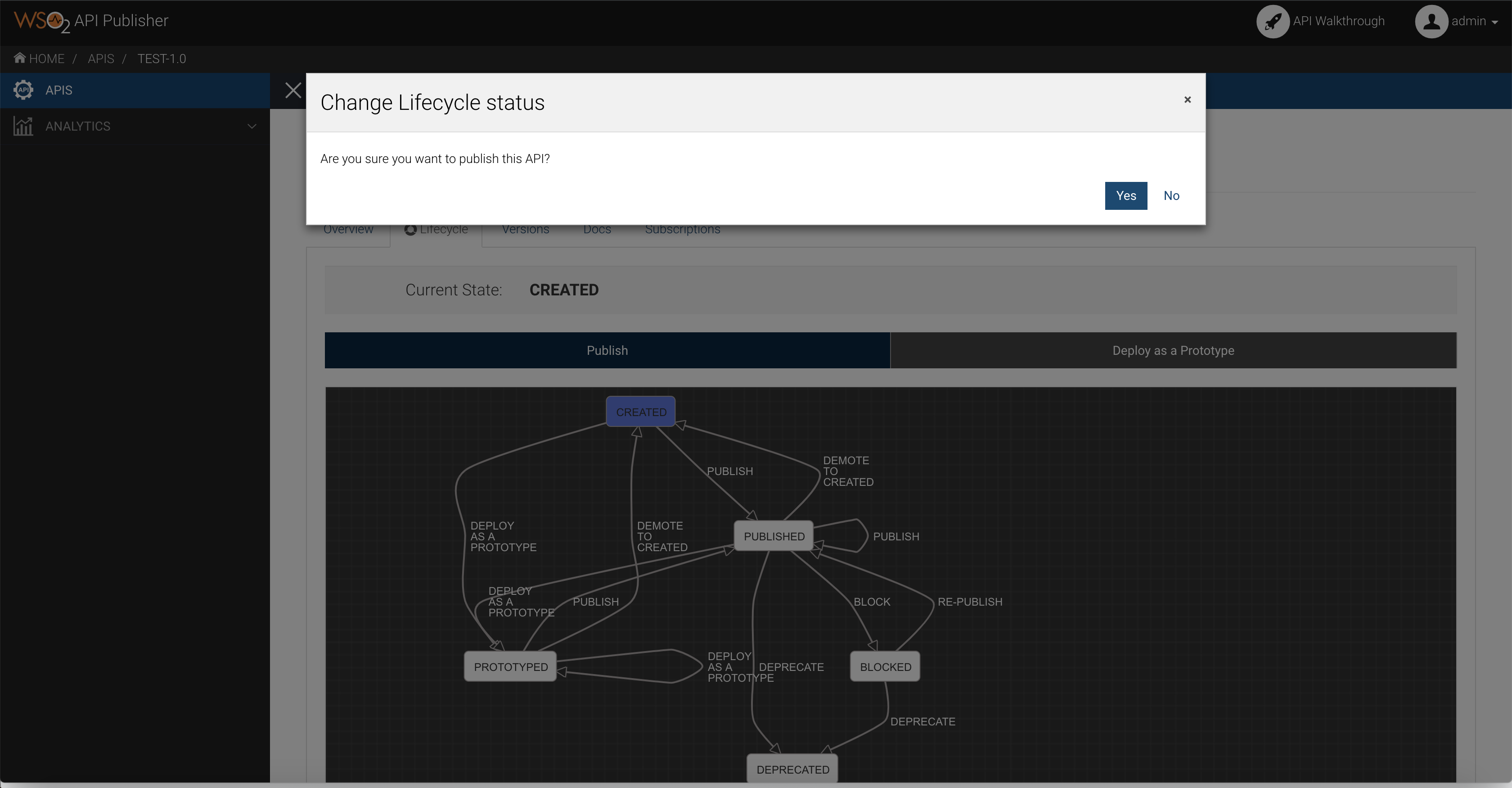 Add warning message for Block option in API life cycle tab · Issue ...