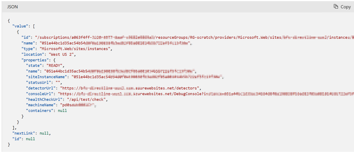 Question: Why machine name property not list in the List Instance Identifiers response ...