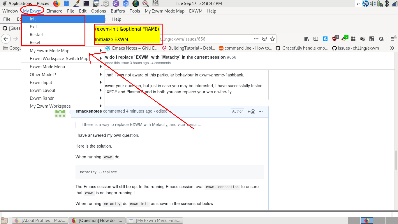 Please include EXWM management commands to Emacs Menu bar (was previously ~~How do I replace ...