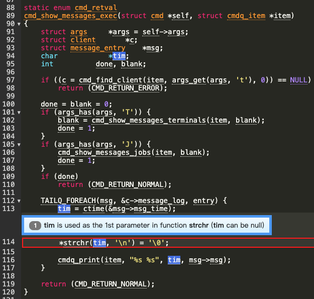 A potential NPD bug in cmd-show-messages.c · Issue #1826 · tmux/tmux · GitHub