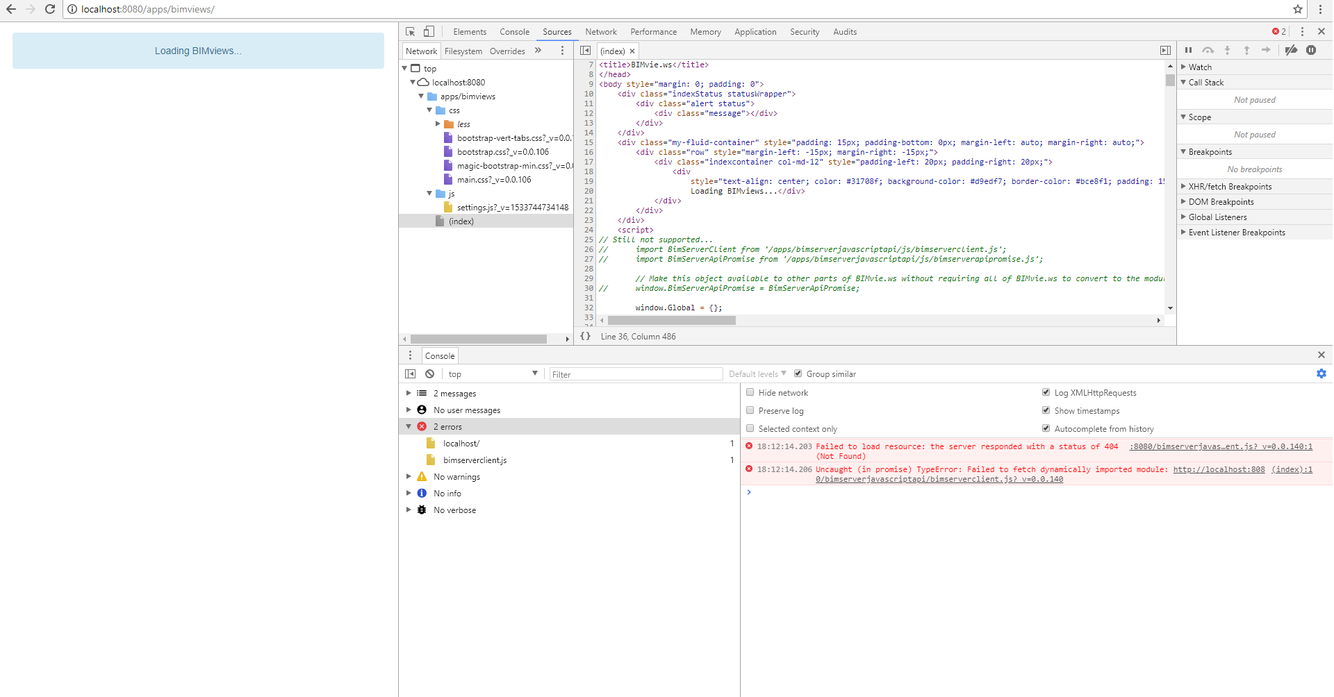 BIMviews not loading on localhost [Eclipse debug] · Issue #800 · opensourceBIM/BIMserver · GitHub