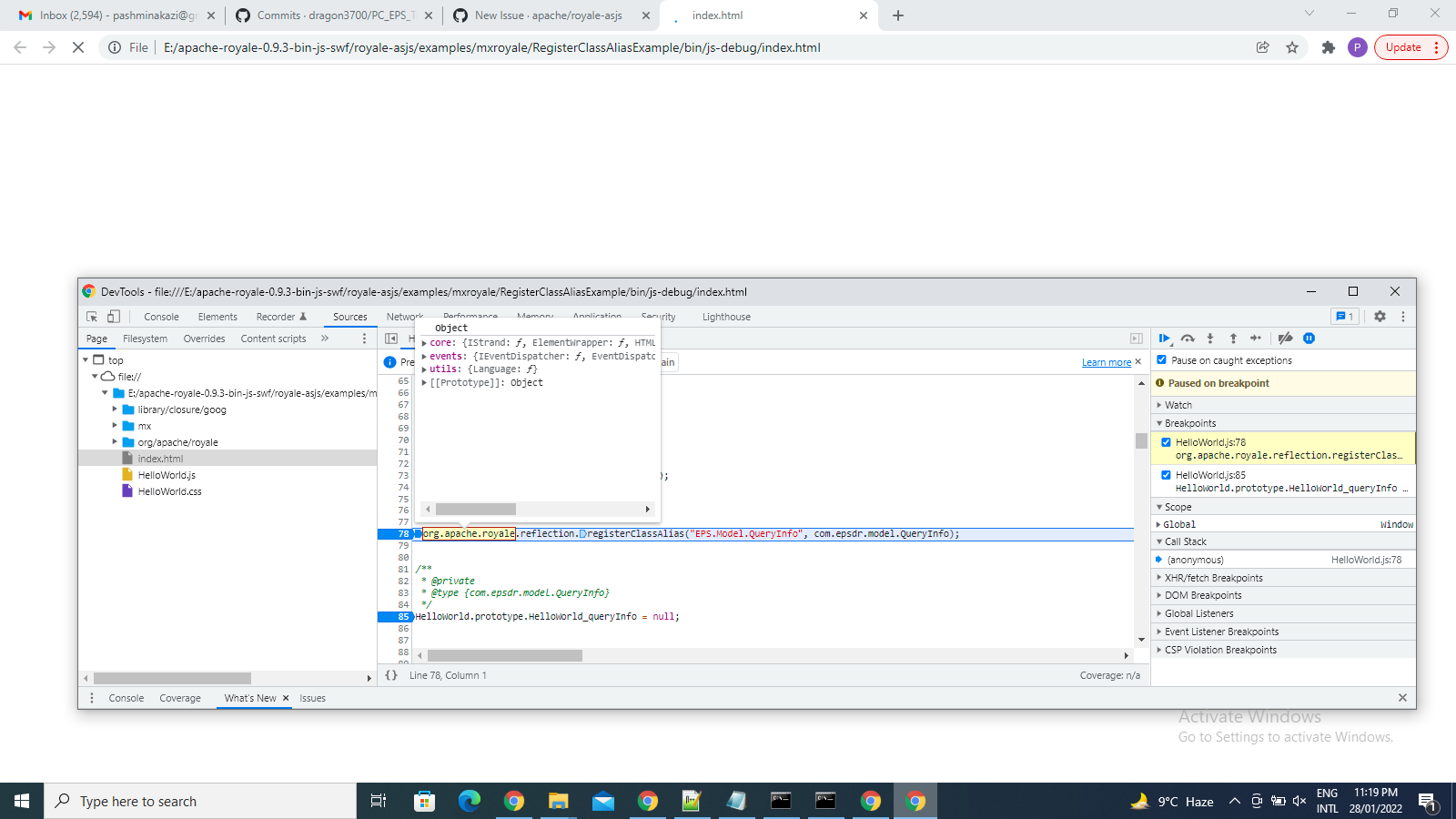 RegisterClassAlias called before it loaded into index.html · Issue #1176 · apache/royale-asjs ...