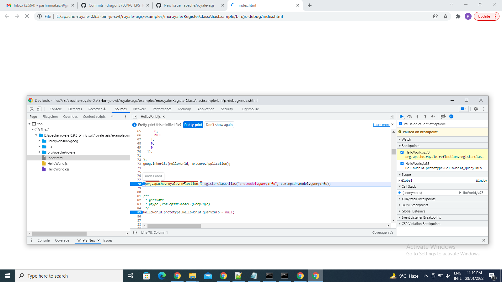 RegisterClassAlias called before it loaded into index.html · Issue #1176 · apache/royale-asjs ...