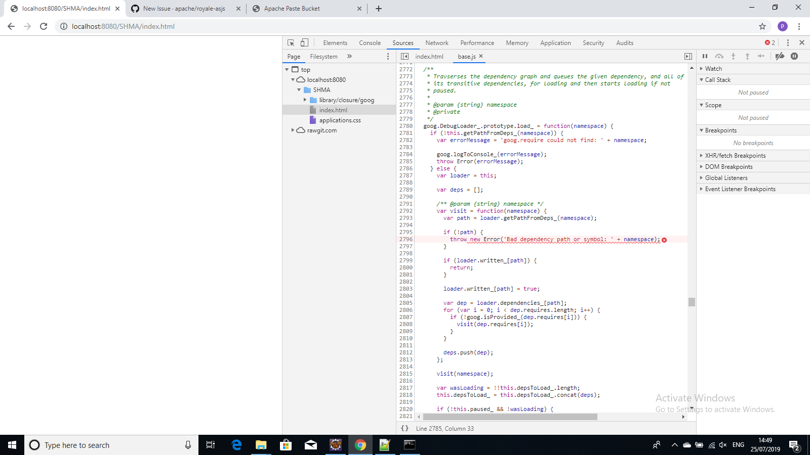 Indexhtml Issue · Issue 436 · Apacheroyale Asjs · Github