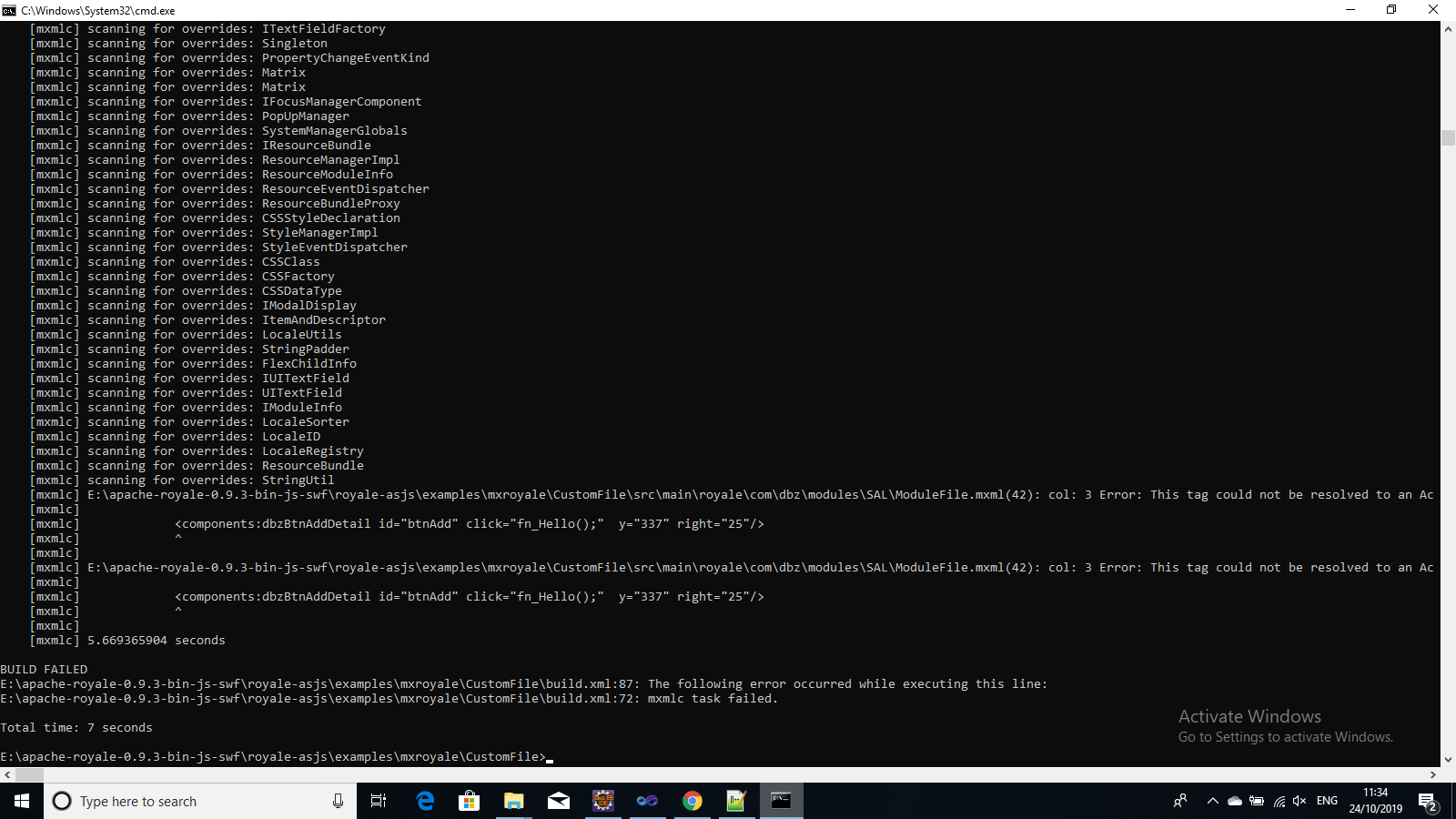 Compile time issue on accessing a file into script Block · Issue #529 · apache/royale-asjs · GitHub