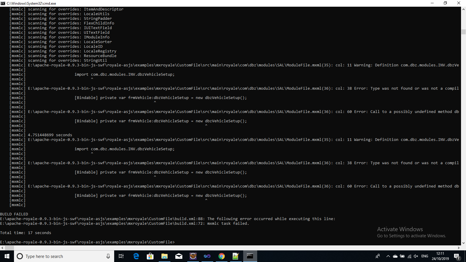 Compile time issue on accessing a file into script Block · Issue #529 · apache/royale-asjs · GitHub