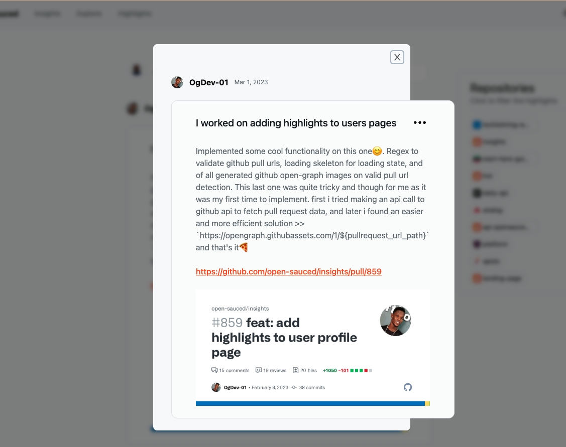Bug: highlight overflows outside of modal · Issue #1031 · open-sauced/app · GitHub