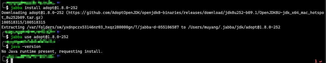on Mac without install any jdk initially, I got "No Java runtime present, requesting install ...