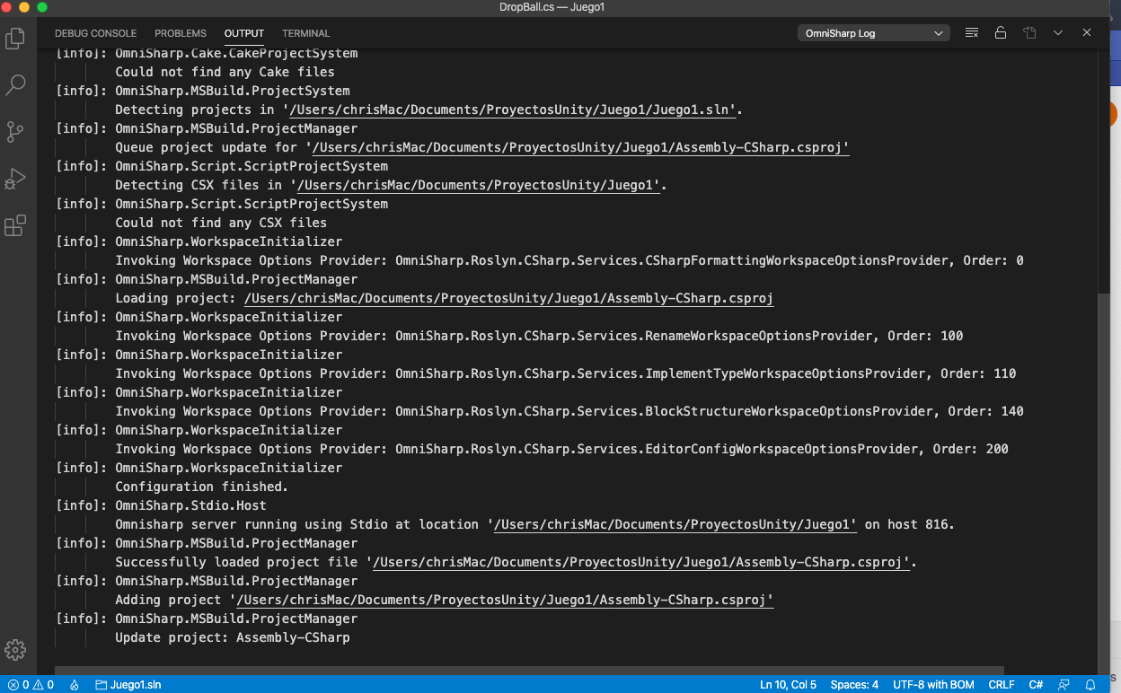 Last loaded section OmniSharp.MSBuild.ProjectManager, from there it doesn't loads anymore ...