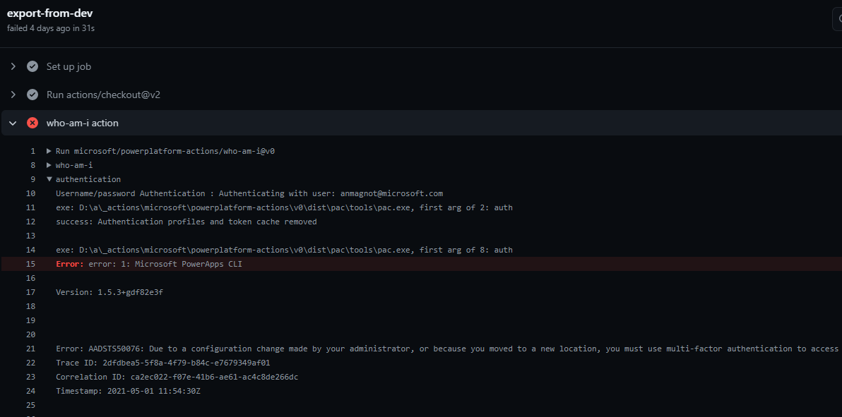 MFA error on who-am-I action · Issue #76 · microsoft/powerplatform ...