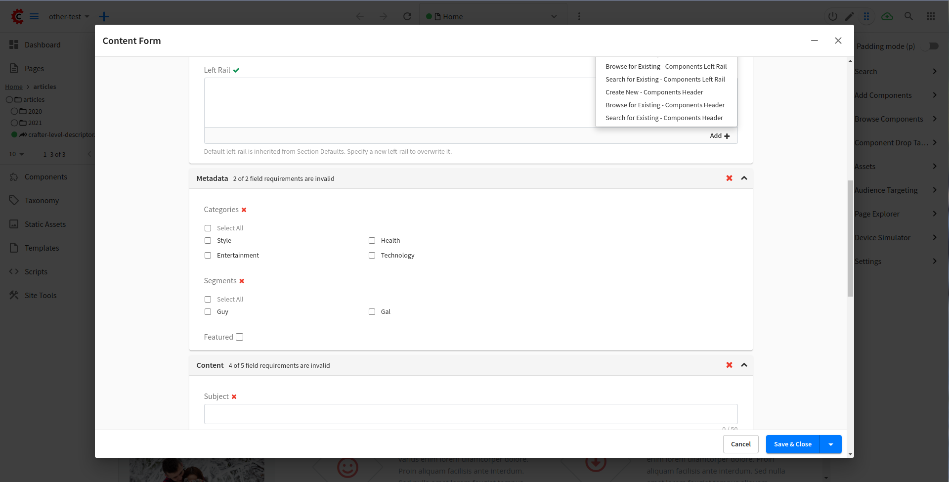 [studio-ui] Pop-up buttons with multiple options are cut off when at the top of the content form ...