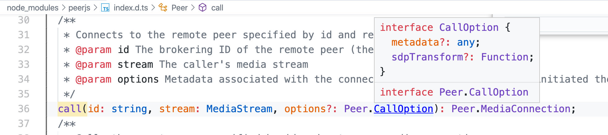 The "options" in "peer.call(id, stream, options) " should be documented. · Issue #147 · peers ...