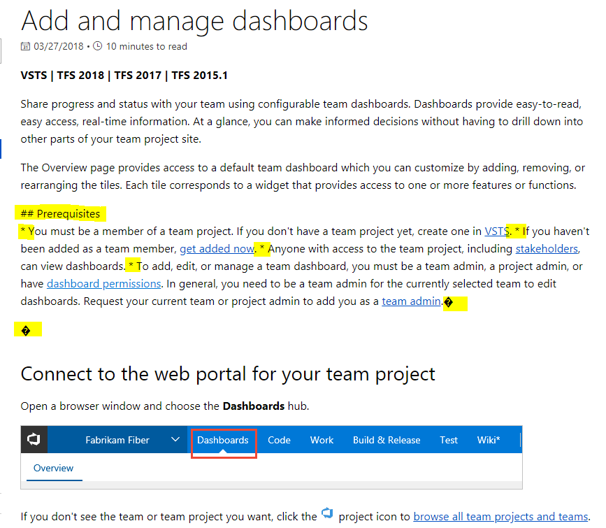 Markdown not parsed on 'Add and manage dashboards' · Issue #942 · MicrosoftDocs/azure-devops ...