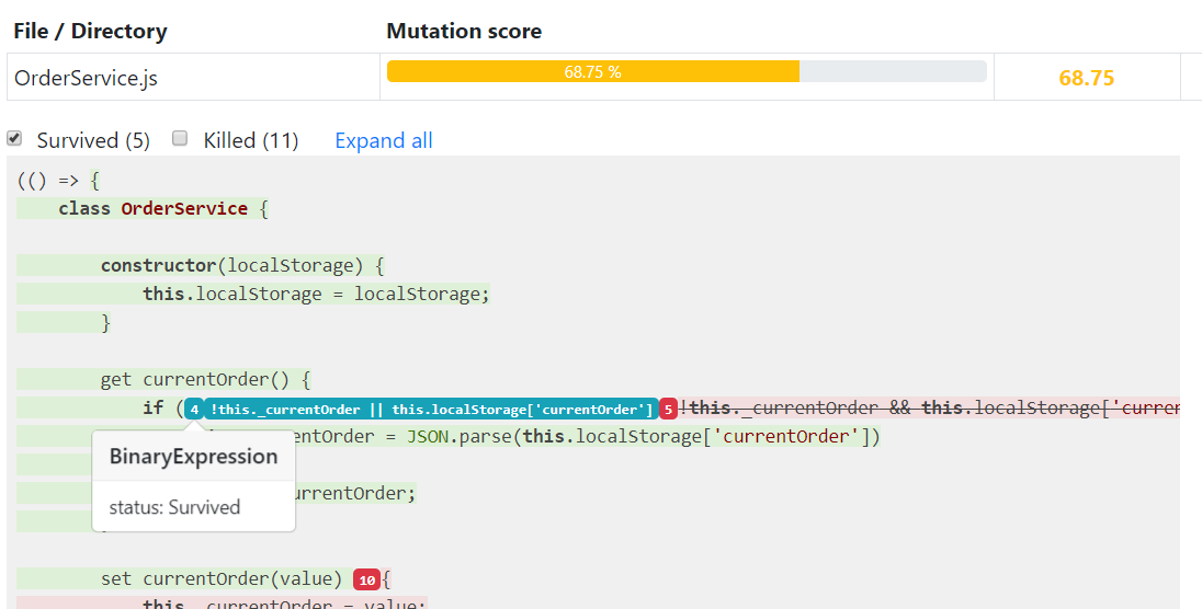 Wrong mutants + reports don't show replacement · Issue #1193 · stryker-mutator/stryker-js · GitHub