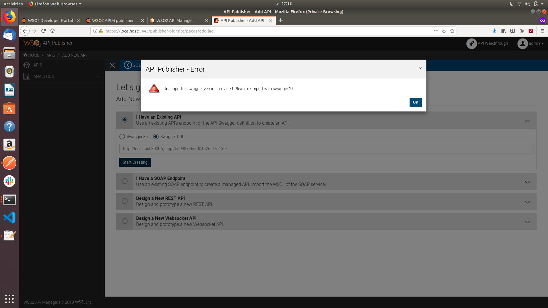 Publisher Error While Creating An Api From Importing A Swagger Definition Via Url · Issue