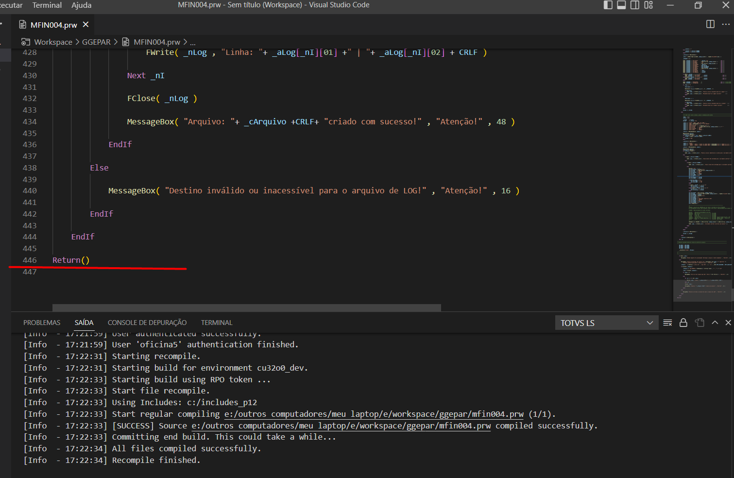 Compilo programa mas não compila as linhas · Issue #1040 · totvs/tds ...