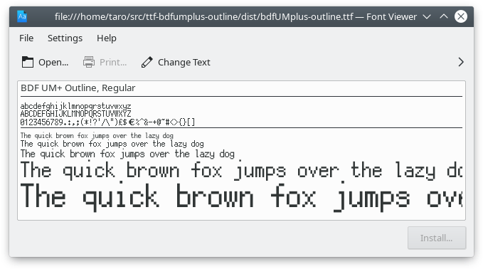 GitHub - hikaen2/ttf-bdfumplus-outline: BDF UM+ Outline font