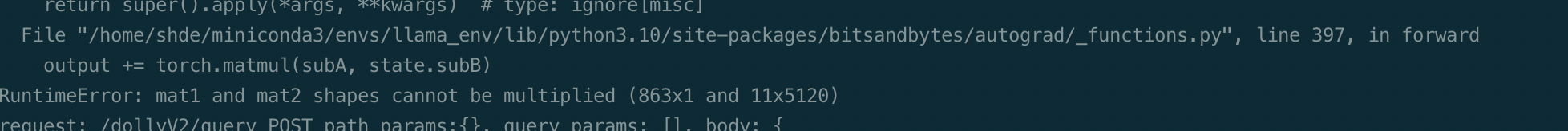 RuntimeError: mat1 and mat2 shapes cannot be multiplied (863x1 and 11x5120) · Issue #90 ...