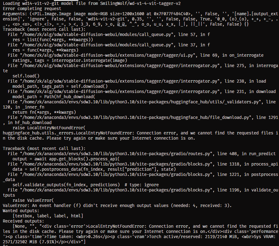 Always showing loading, can't get result · Issue #94 · toriato/stable-diffusion-webui-wd14 ...