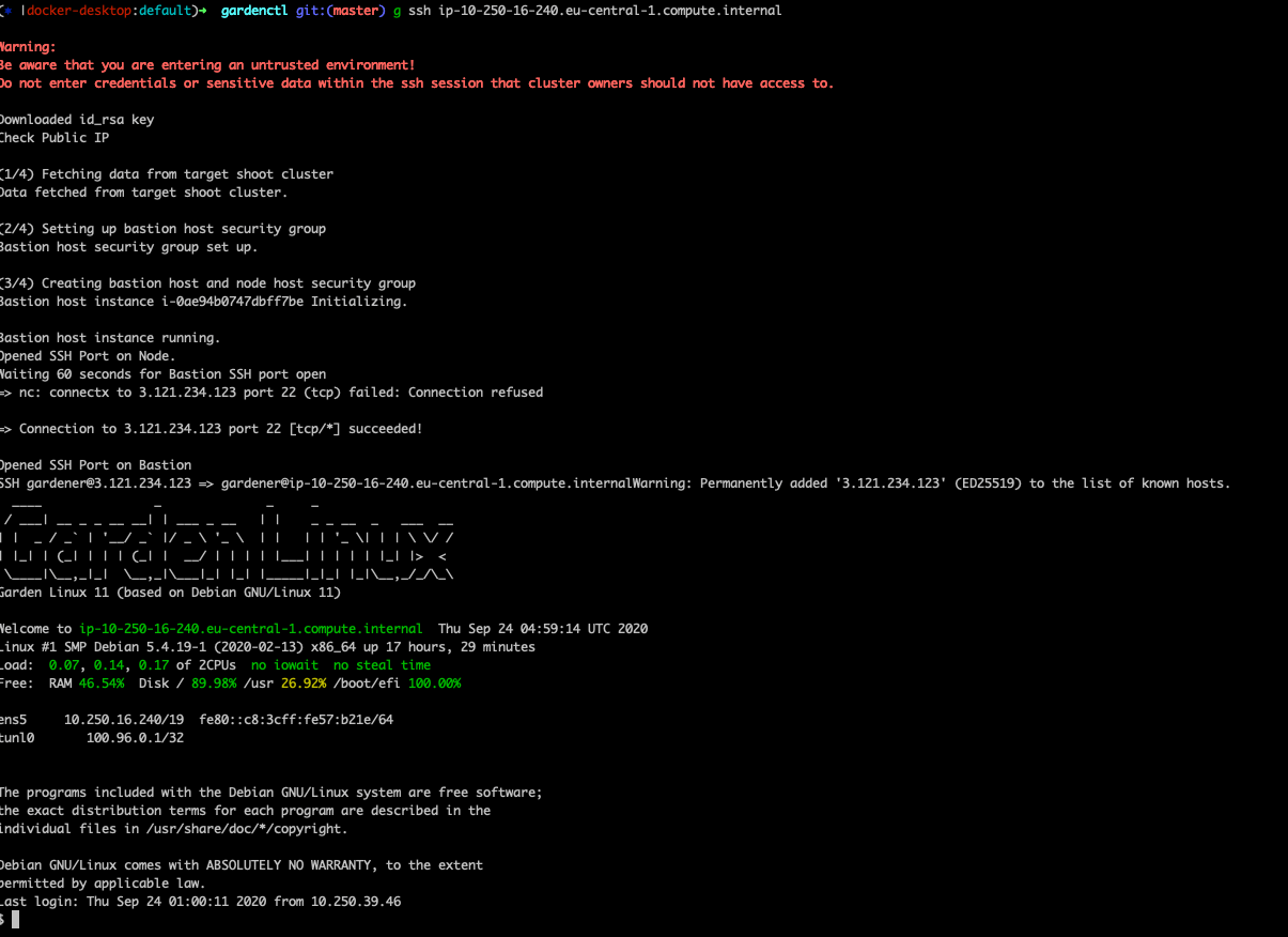 gardenctl ssh returns `Error parsing parameter '--filters': Expected: '=', received: 'EOF' for ...