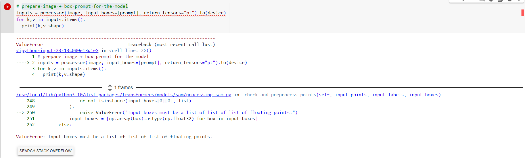 ValueError: Input boxes must be a list of list of list of floating points. · Issue #300 ...