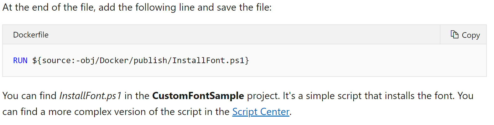 Add additional steps for installing fonts from Dockerfile · Issue #56670 · MicrosoftDocs/azure ...