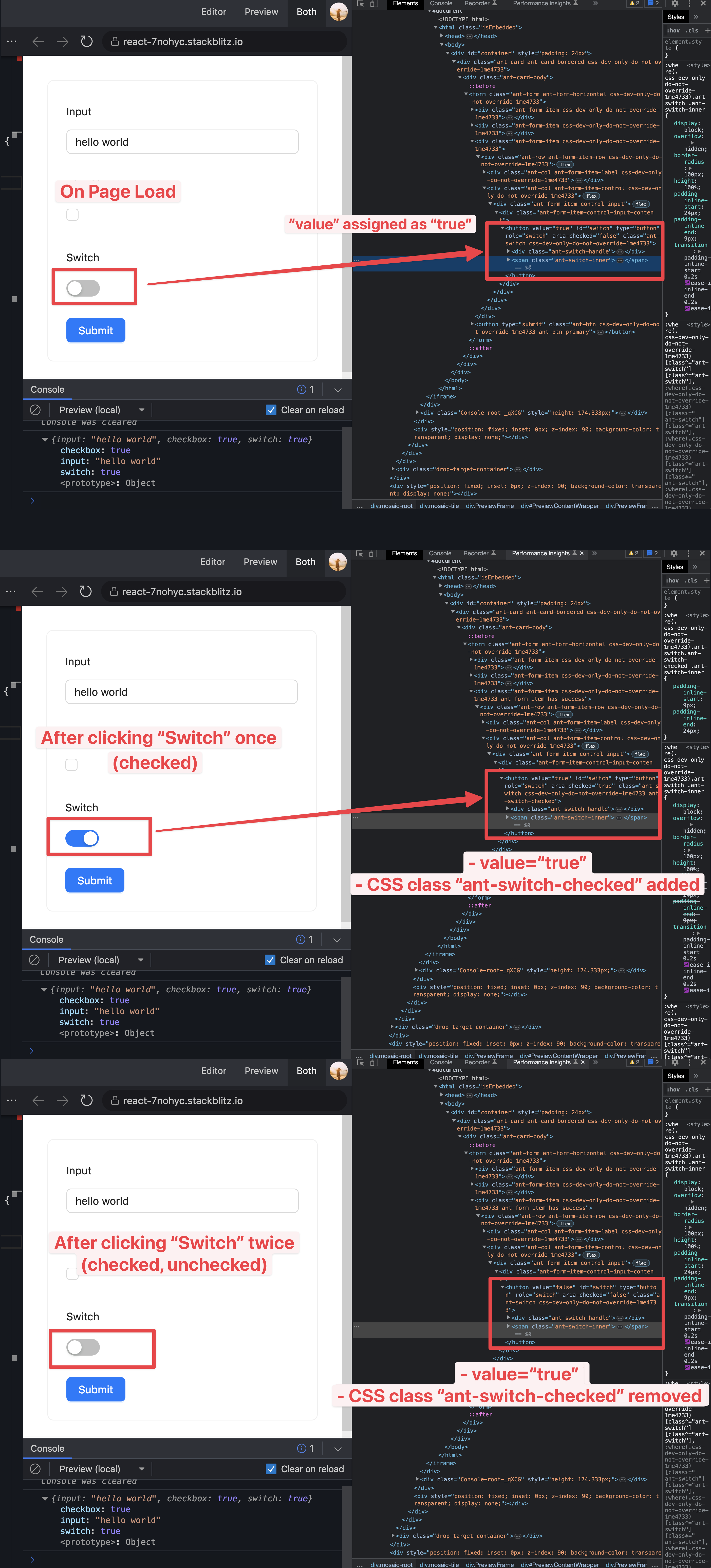 Initial Values for `Checkbox` and `Switch` do not render `truthy` inside of `Form` component ...