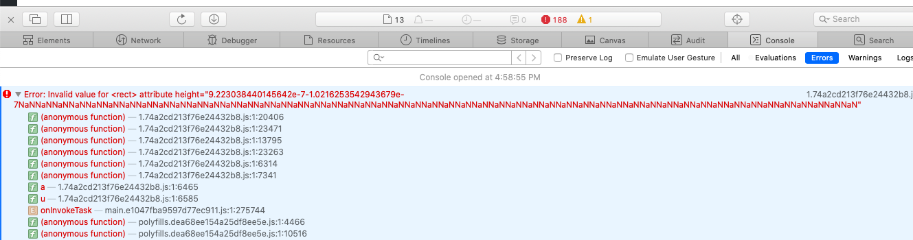 Receiving error (Error: attribute height: Expected length, "4.31302272327349…") while feeding ...