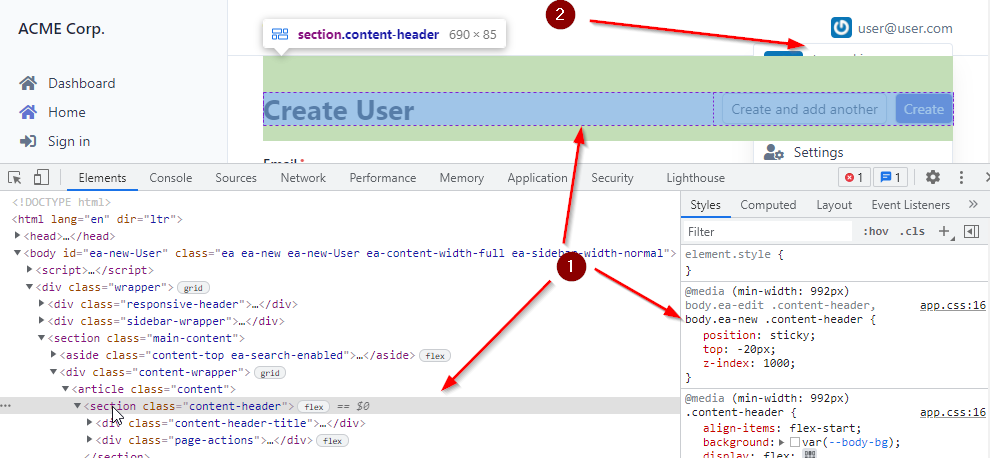 On entity new/edit pages, content-header overlaps user-menu · Issue #4669 · EasyCorp ...