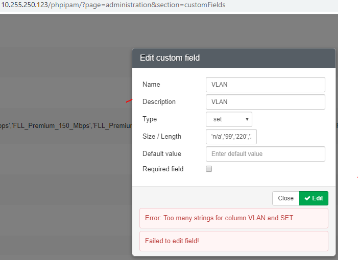 Unable to add VLANS more than 64 · Issue #3008 · phpipam/phpipam · GitHub