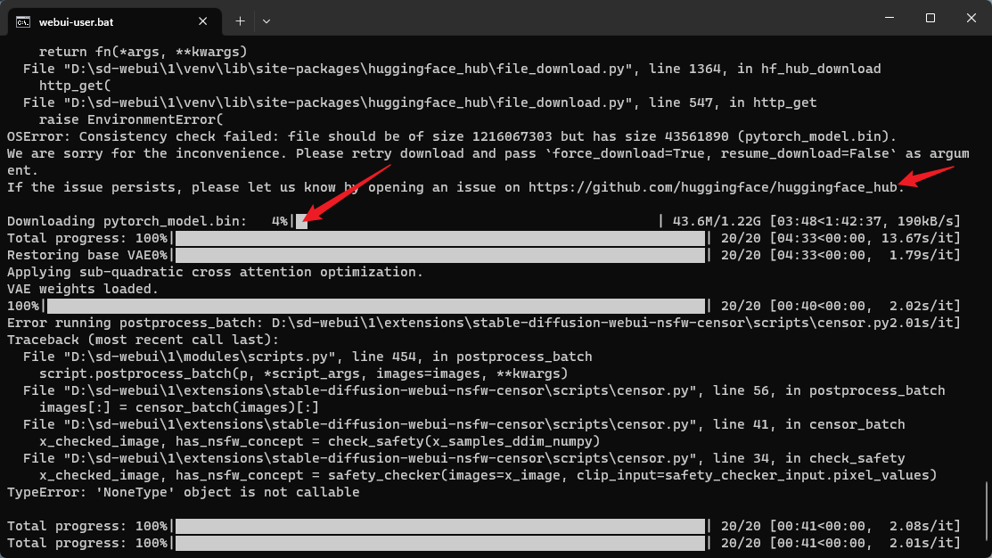 Multiple attempts to download the model resulted in errors · Issue #1480 · huggingface ...