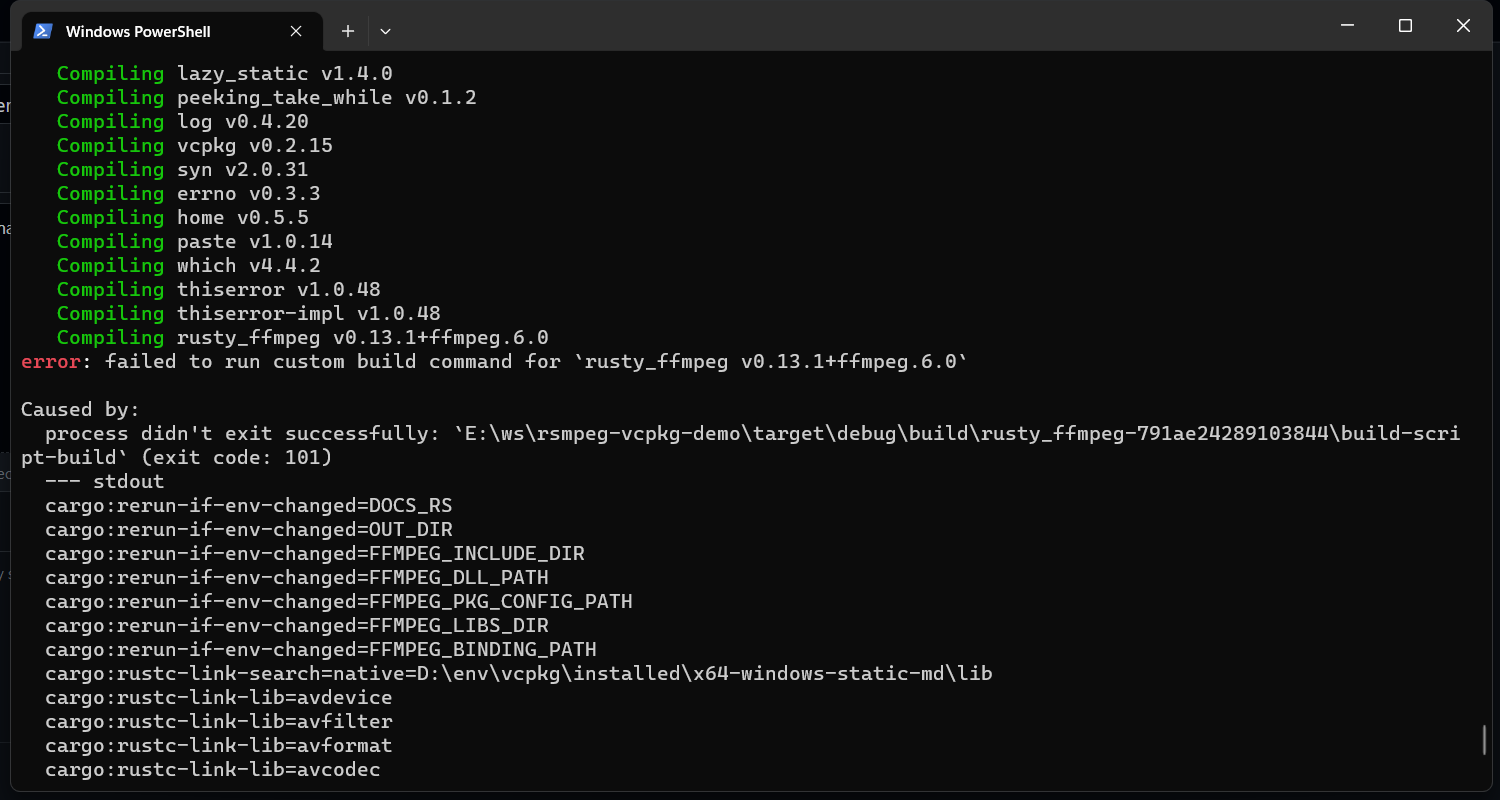 compile "rsmpeg-vcpkg-demo" error on windows · Issue #123 · larksuite/rsmpeg · GitHub