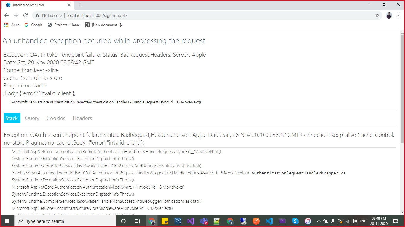 trying to connect apple login in identity server 4 getting invalid client · Issue #503 · aspnet ...
