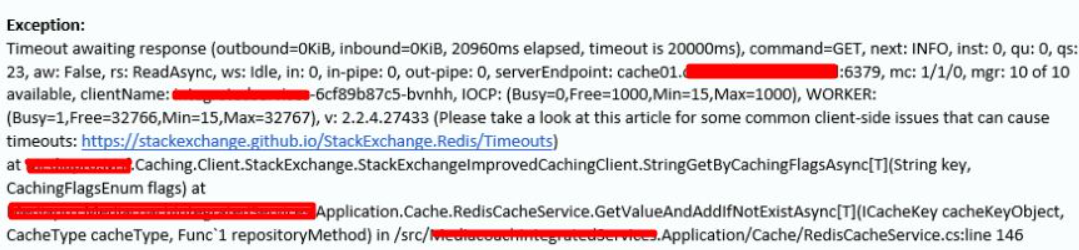 Redis Timeout · Issue #2185 · StackExchange/StackExchange.Redis · GitHub
