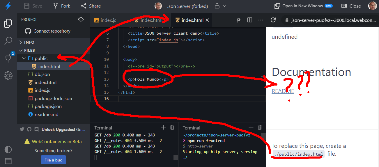 Server doesn't respond to the new .html file · Issue #605 · stackblitz/webcontainer-core · GitHub