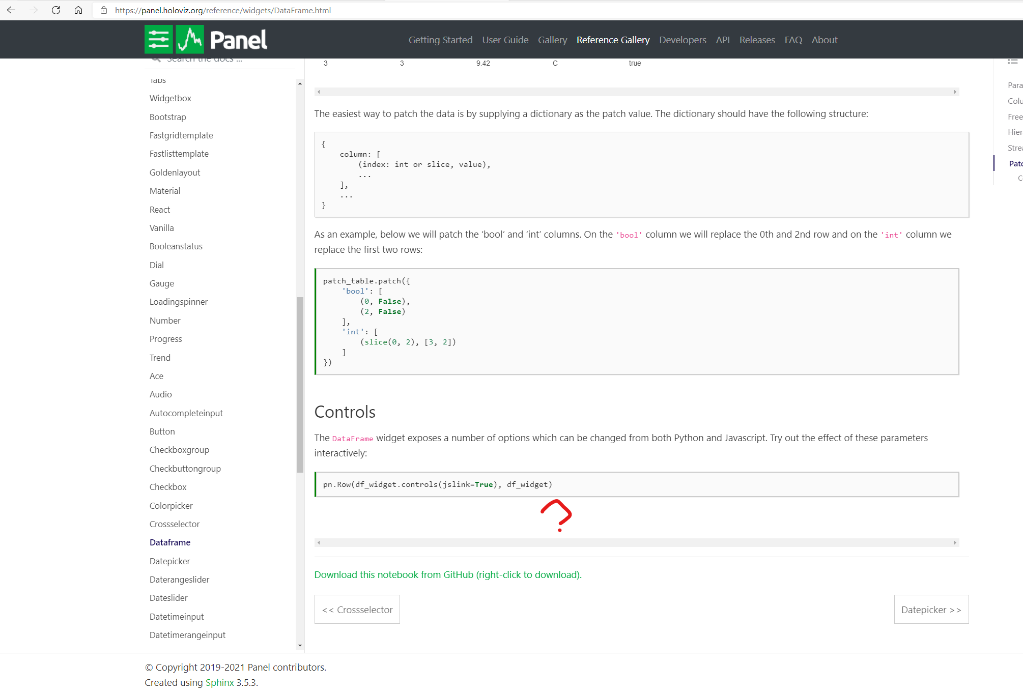 Controls Not Shown In Dataframe Widget Reference Example · Issue 2187 