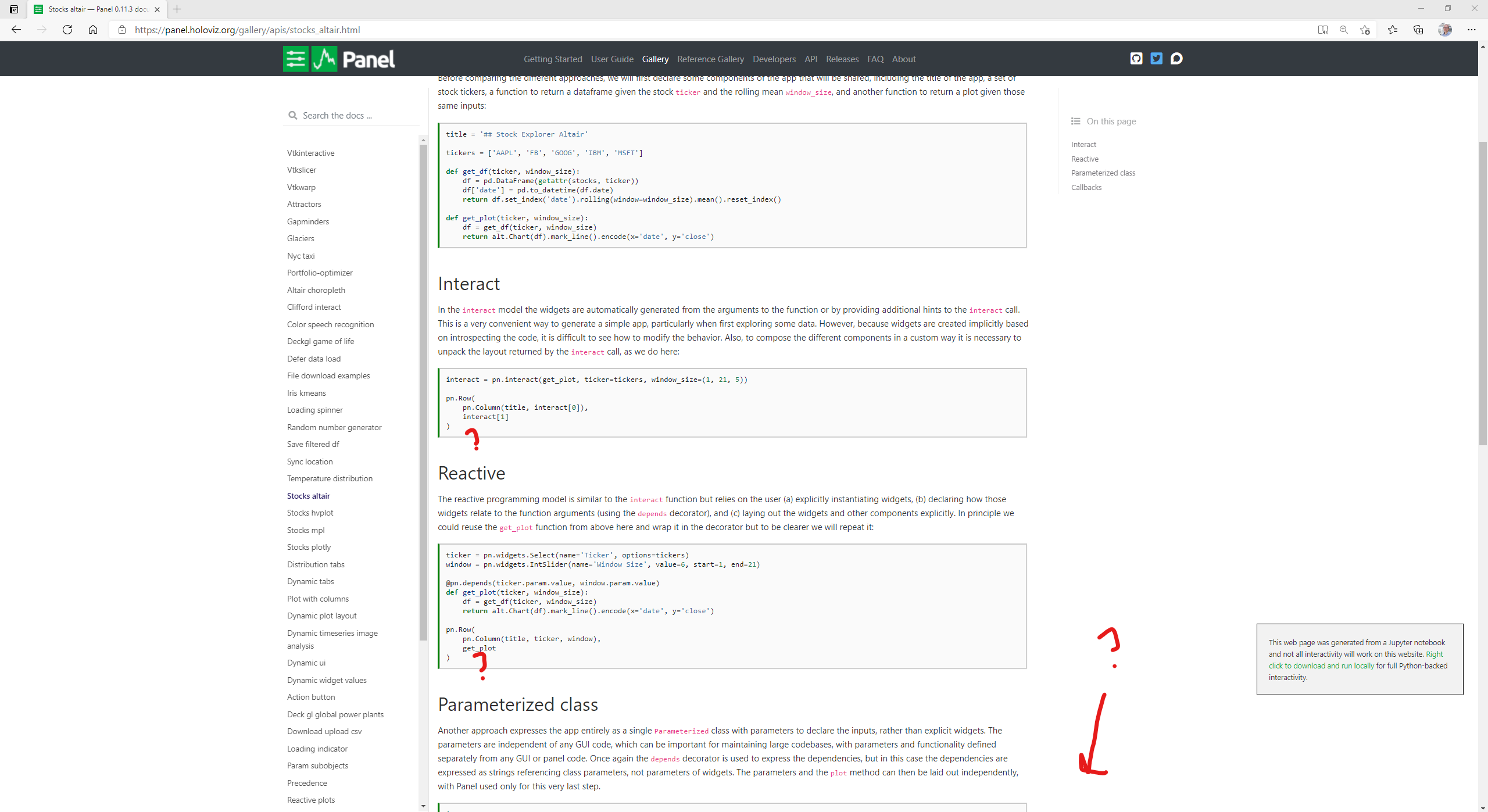 The Panel Gallery Documentation does not contain output · Issue #2316 · holoviz/panel · GitHub