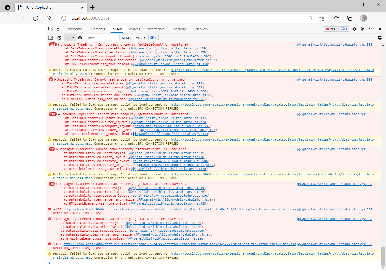Tabulator not working on current MASTER branch · Issue #2507 · holoviz/panel · GitHub