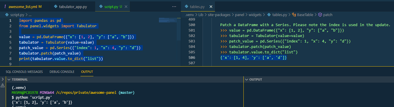 Tabulator patch with dataframe series is broken · Issue #3084 · holoviz/panel · GitHub