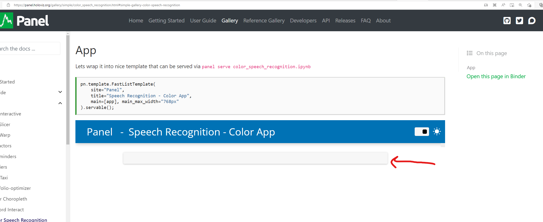 Color Speech Recognition Example not working · Issue #3726 · holoviz/panel · GitHub
