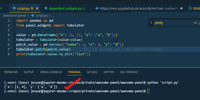 Tabulator patch with dataframe series is broken · Issue #3084 · holoviz/panel · GitHub