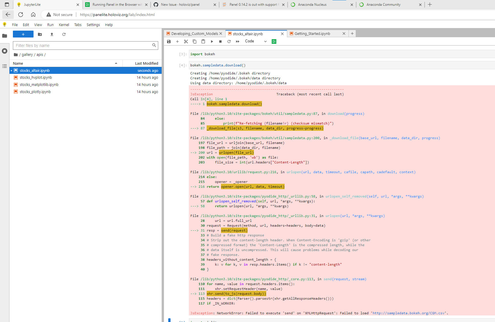 Bokeh Sample Data Is Not And Cannot Be Downloaded In Panelite · Issue 4207 · Holovizpanel · Github