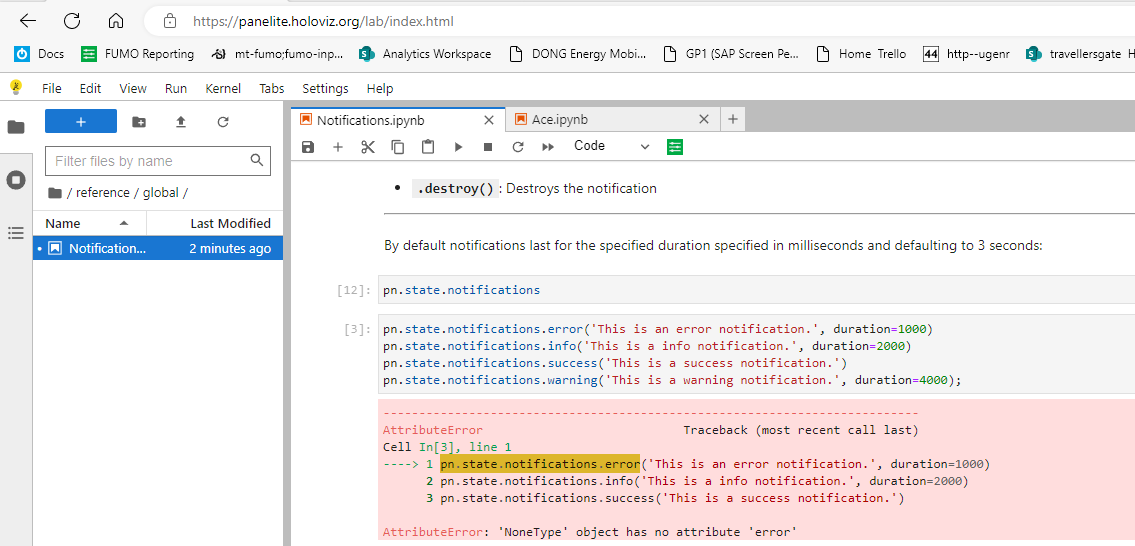 Notifications not working in Panelite · Issue #4387 · holoviz/panel · GitHub