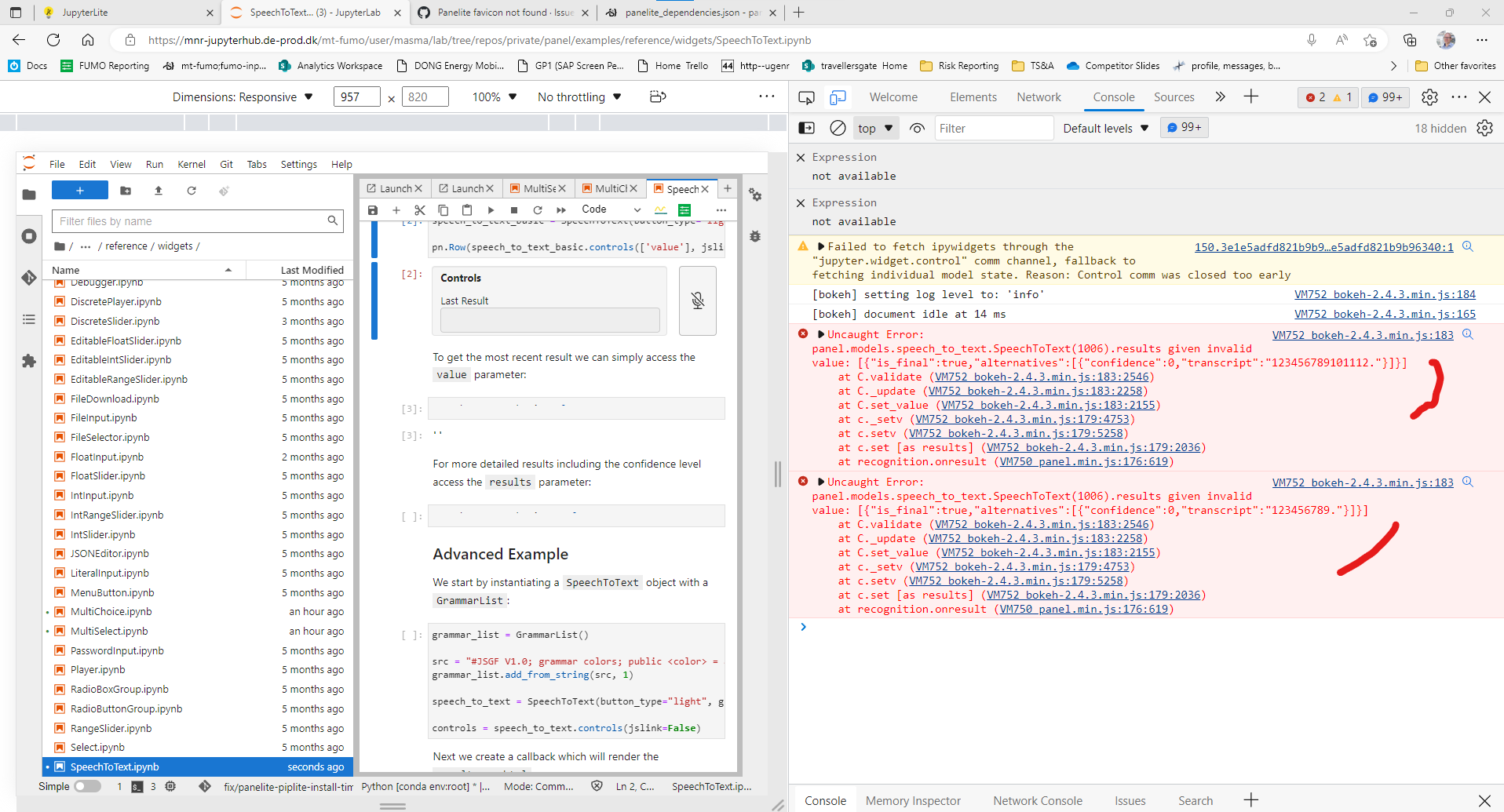 SpeechToText not working and raising errors in browser console · Issue #4404 · holoviz/panel ...