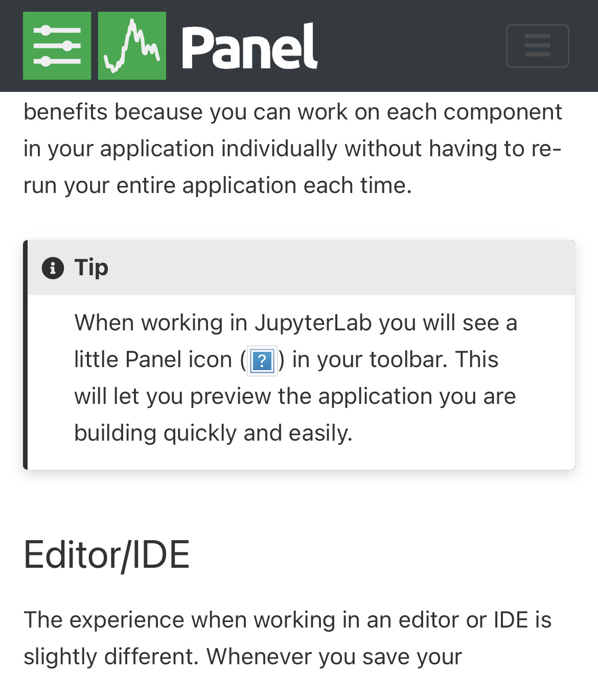 Green preview icon missing in docs · Issue #4580 · holoviz/panel · GitHub