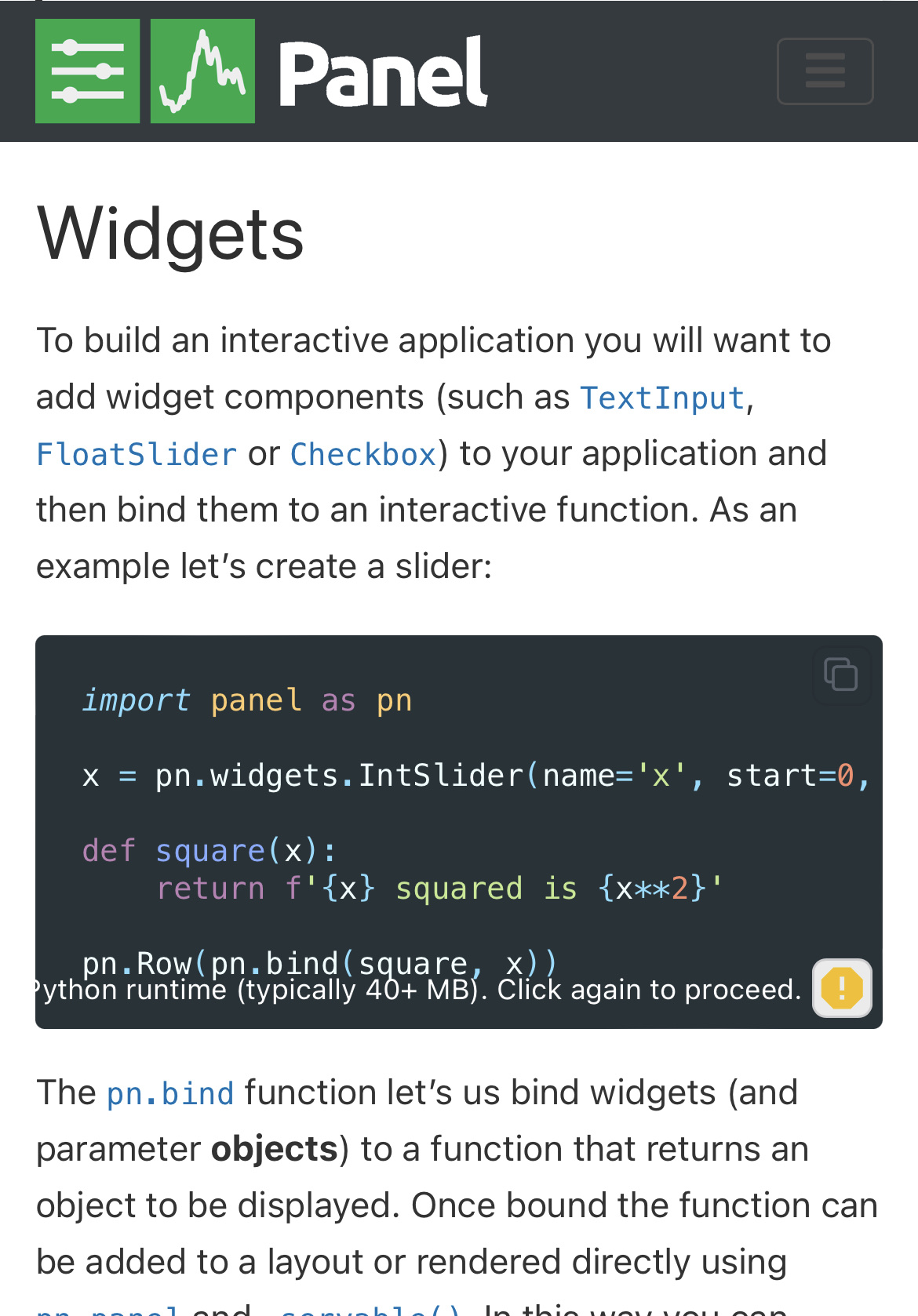 Cannot execute docs cells on iPhone · Issue #4581 · holoviz/panel · GitHub