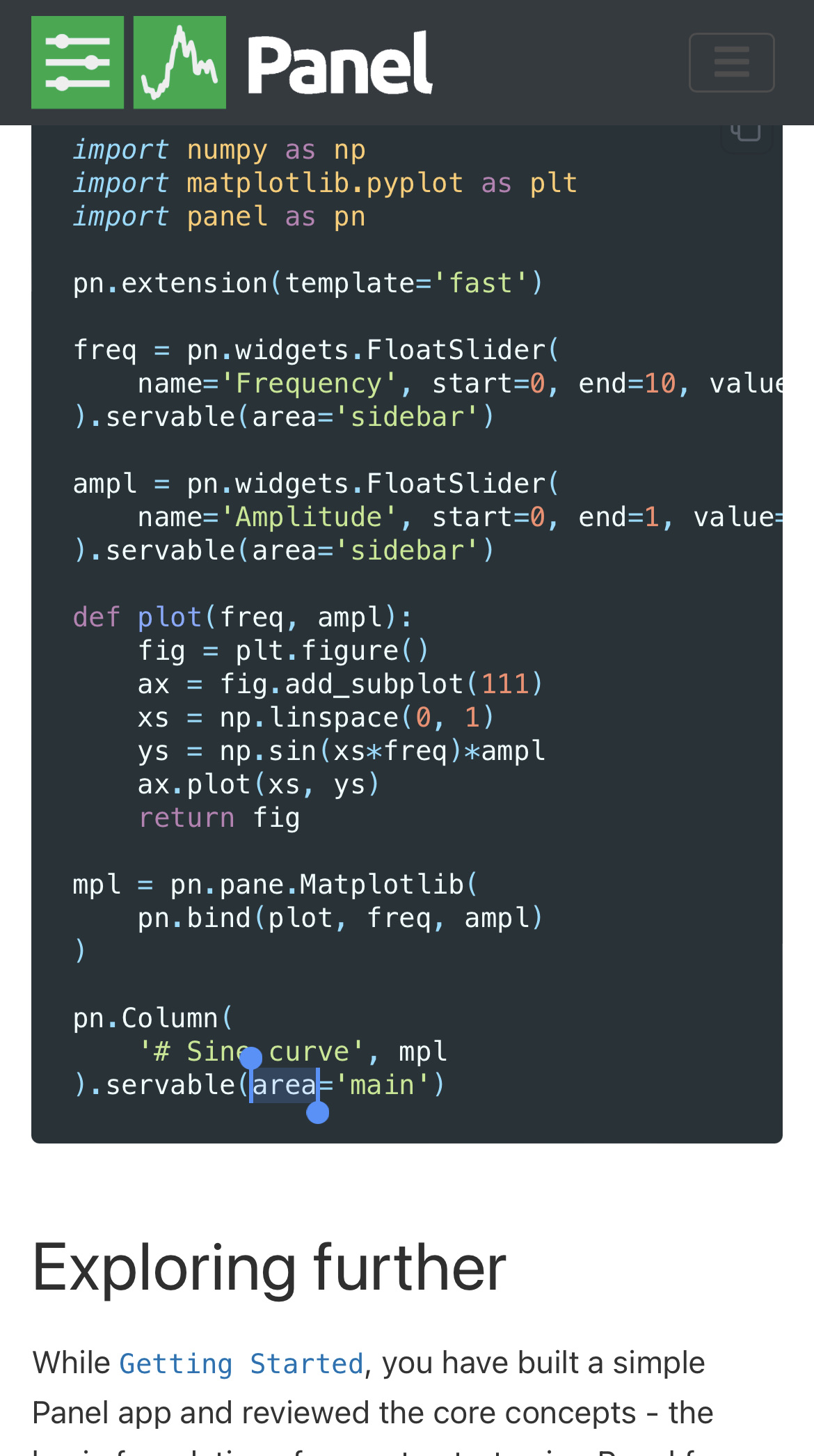 Replace Area With Target · Issue 4583 · Holoviz Panel · Github