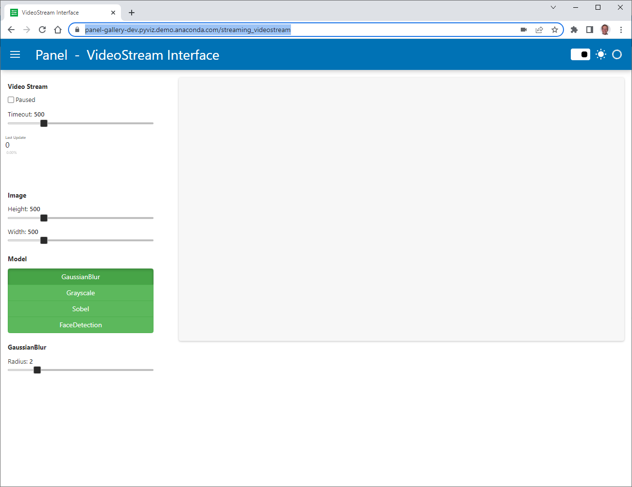 The dev videostream app does not show the videostream · Issue #4669 · holoviz/panel · GitHub