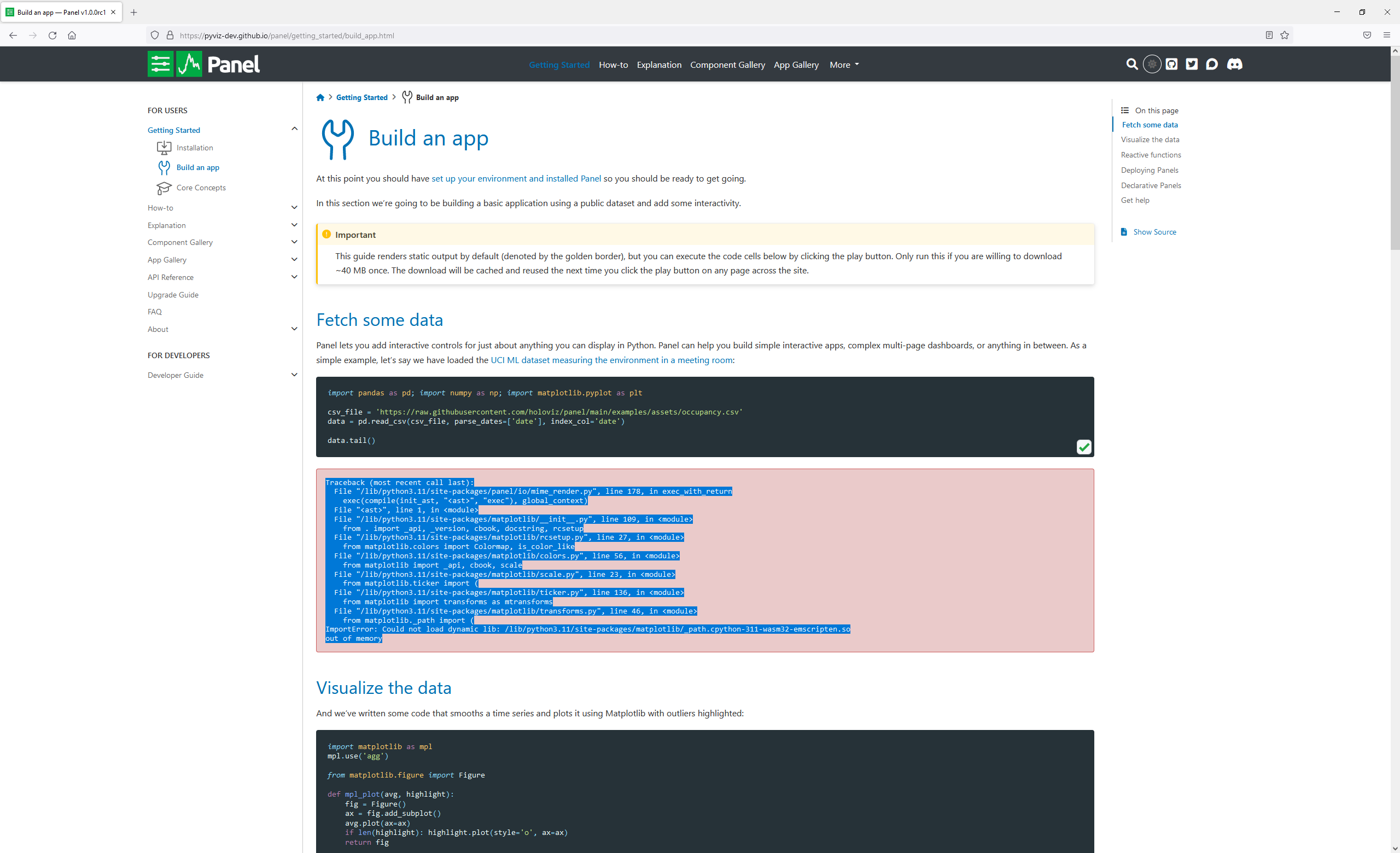 Sphinx Pyodide runs out of memory in Firefox on Windows · Issue #4719 · holoviz/panel · GitHub
